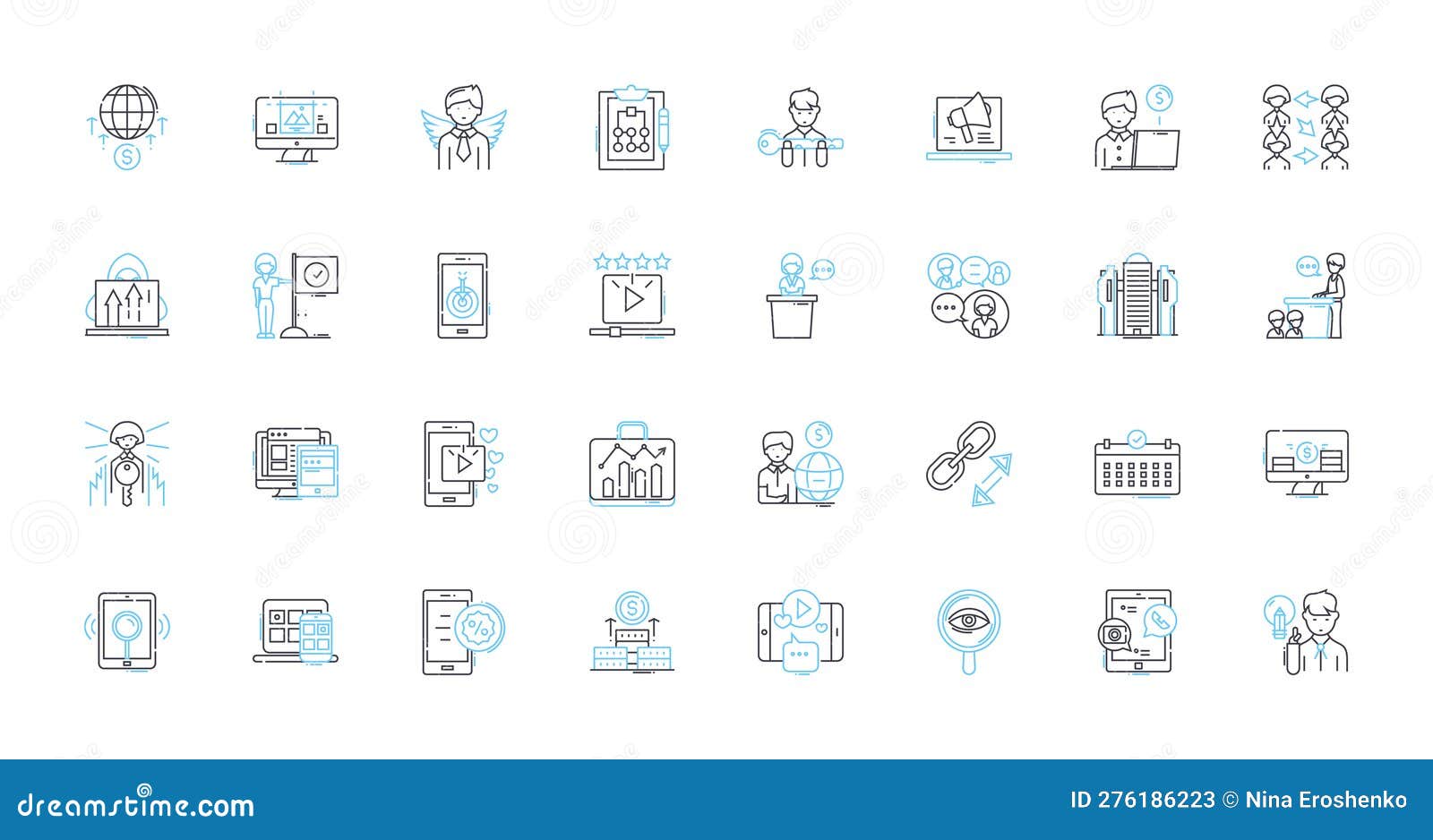 Digital Strategy Linear Icons Set. Analytics, Content, Data, Innovation ...