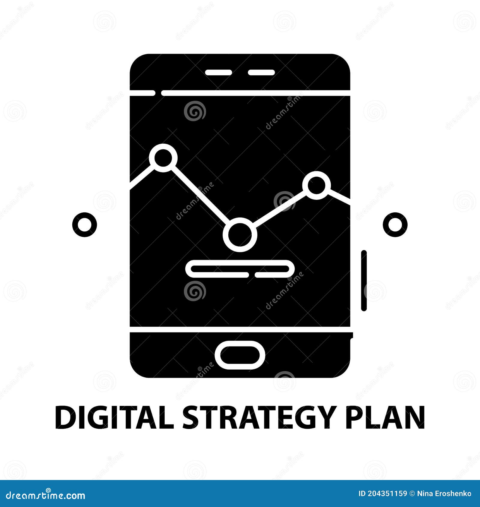 Digital Strategy Plan Icon, Black Vector Sign with Editable Strokes ...