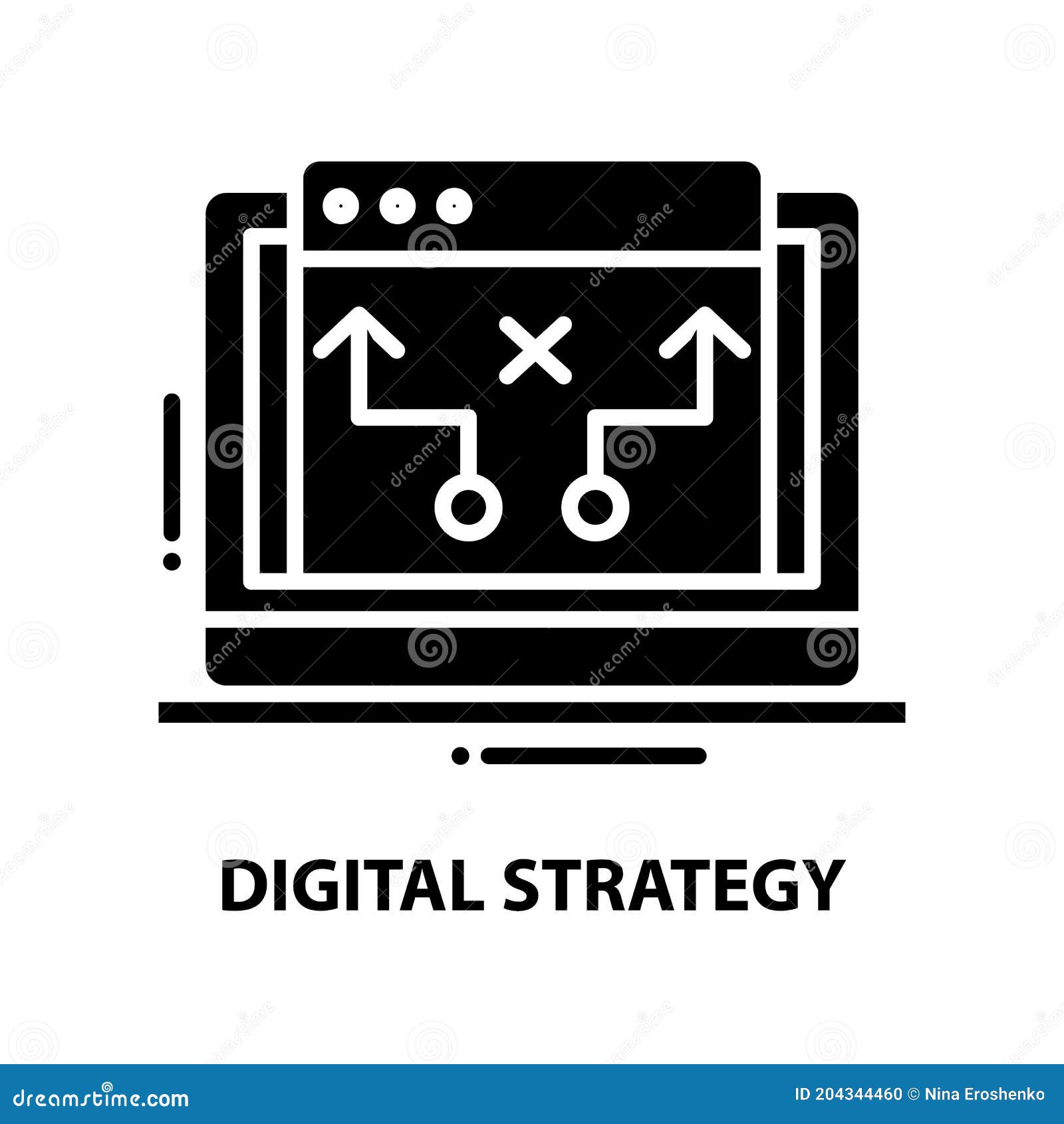 Digital Strategy Symbol Icon, Black Vector Sign with Editable Strokes ...