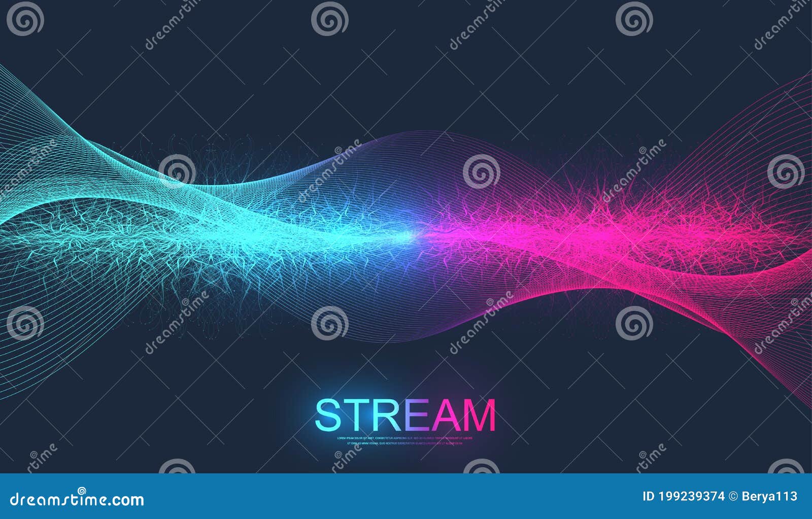 Digital Streaming Background, Wave Flow. Plexus Stream Background Stock ...