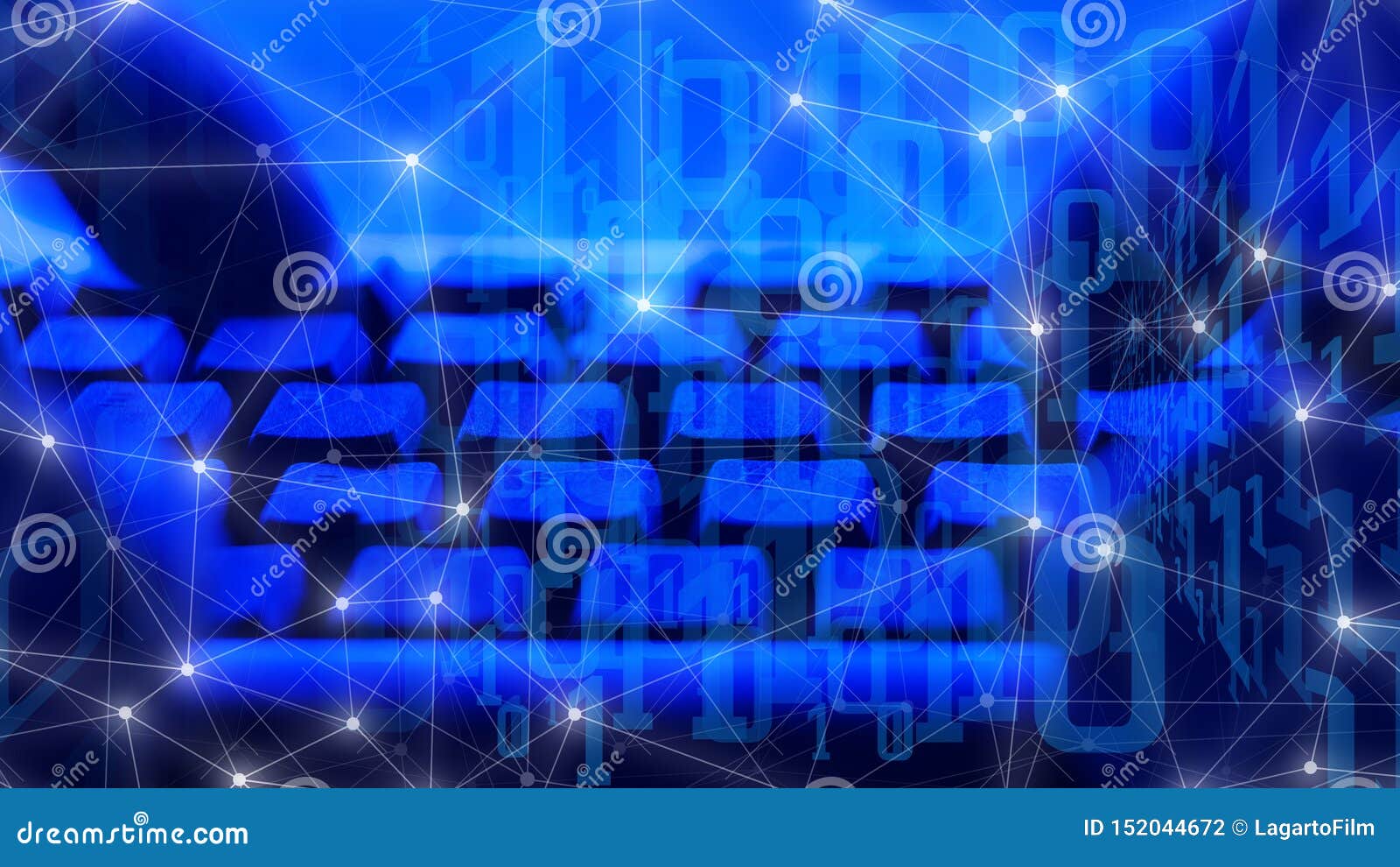 Digital Streaming Flow, Computer Network in Cyber Office Stock Photo ...
