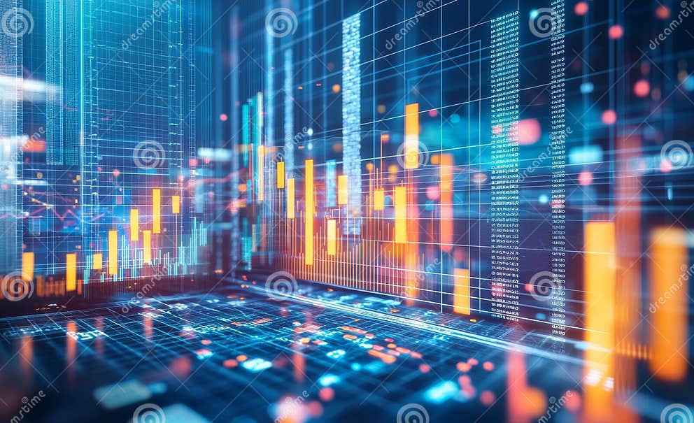 Digital Strings Form a Data Stream, Showcasing Big Data Business Analytics within a Wavy ...