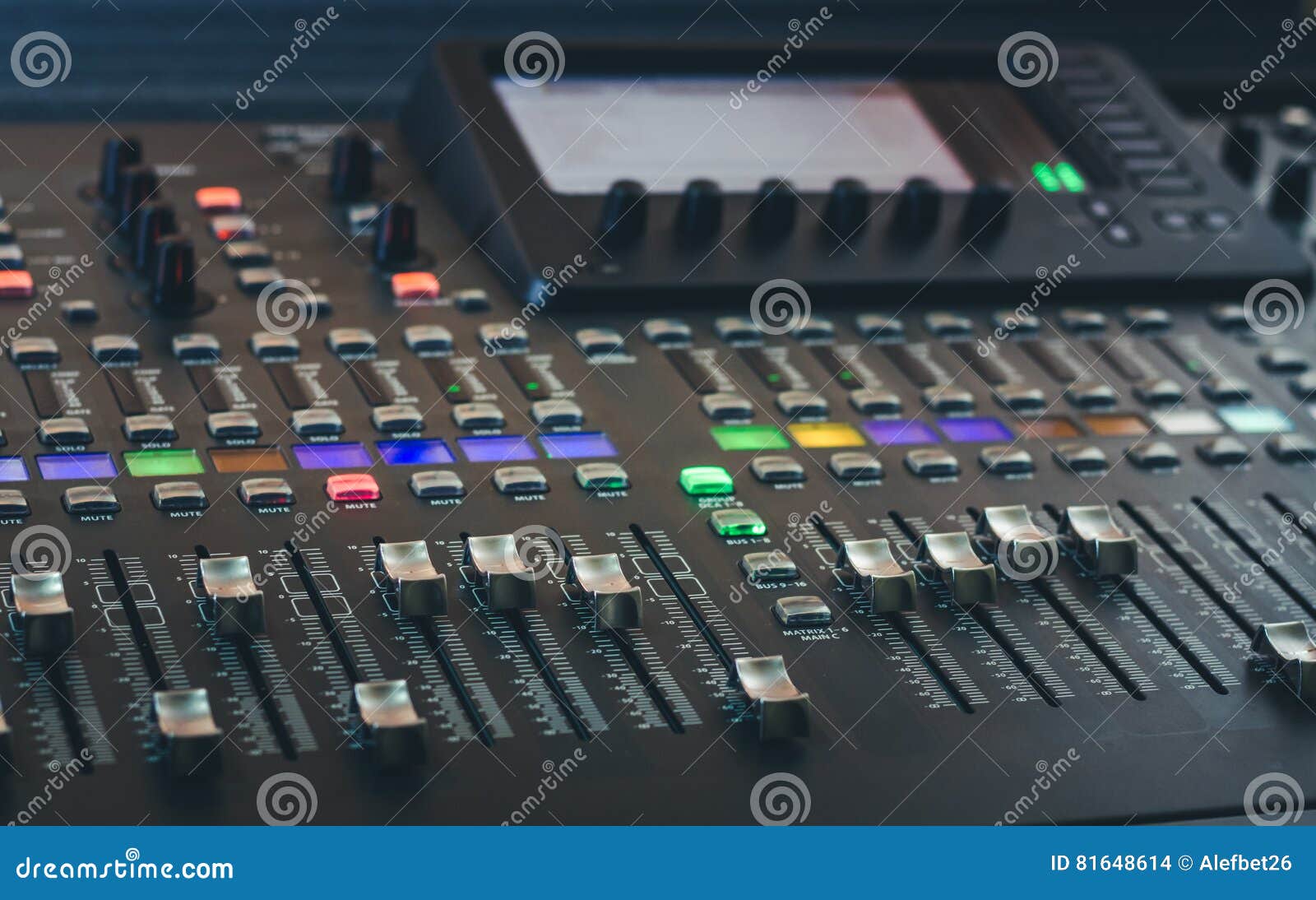 The digital studio mixer stock photo. Image of fader - 81648614