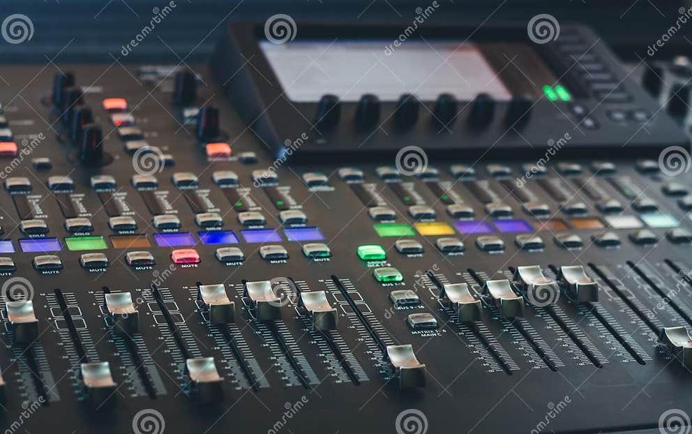 The digital studio mixer stock photo. Image of fader - 81648614