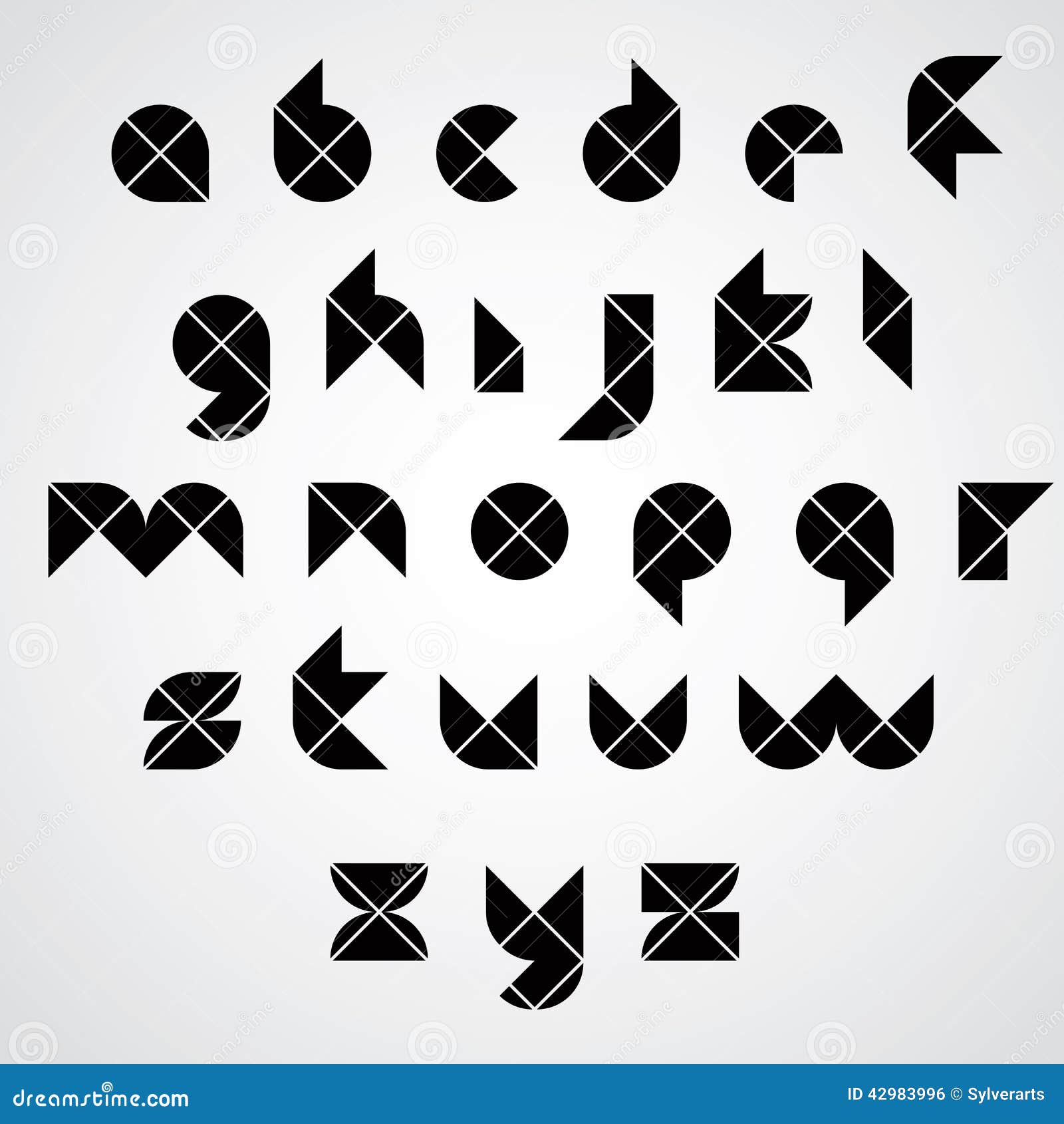 Digital Style Simple Geometric Font Made with Rhombuses. Stock Vector ...