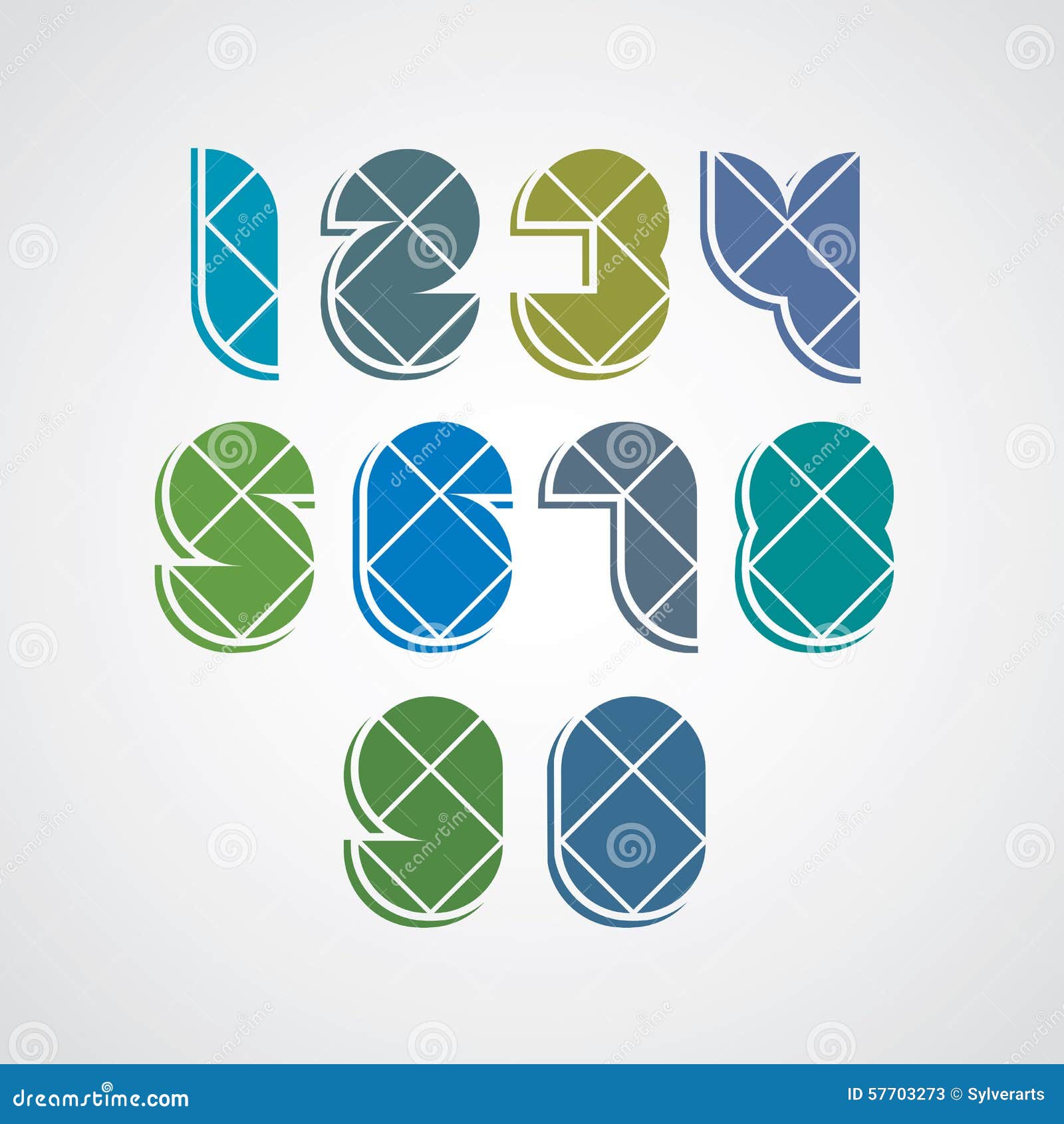 Digital Style Simple Geometric Numbers Made with Rhombuses. Stock ...