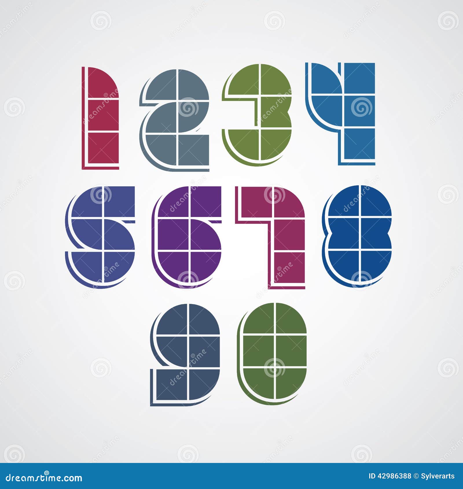 Digital Style Simple Geometric Numbers Made with Squares. Stock Vector ...