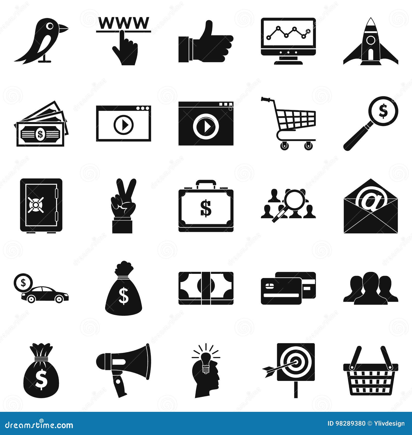 Digital Success Icons Set, Simple Style Stock Vector - Illustration of ...