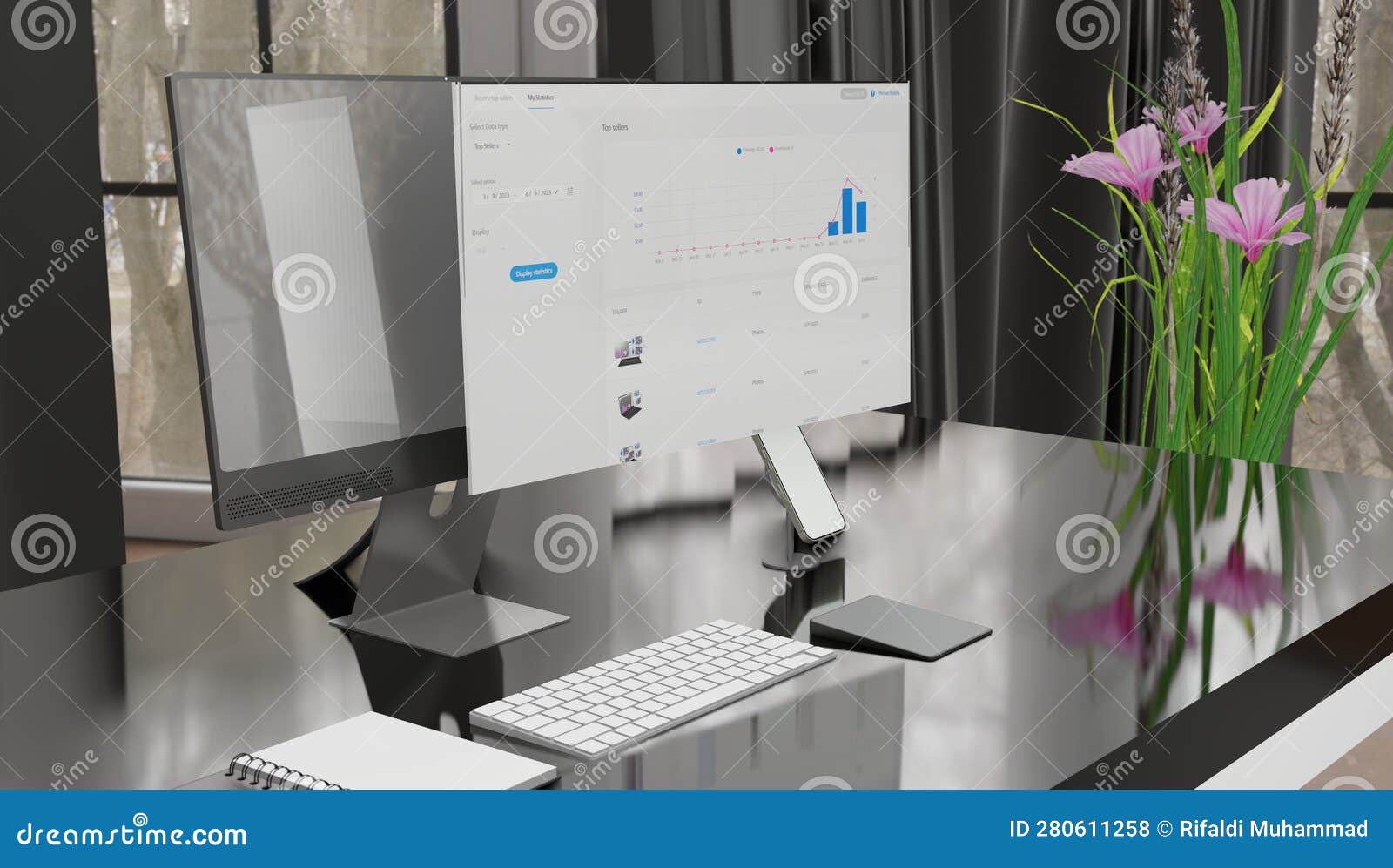 Dynamic Screen Pairs Financial With Vivid Graph, Illustrating Data ...