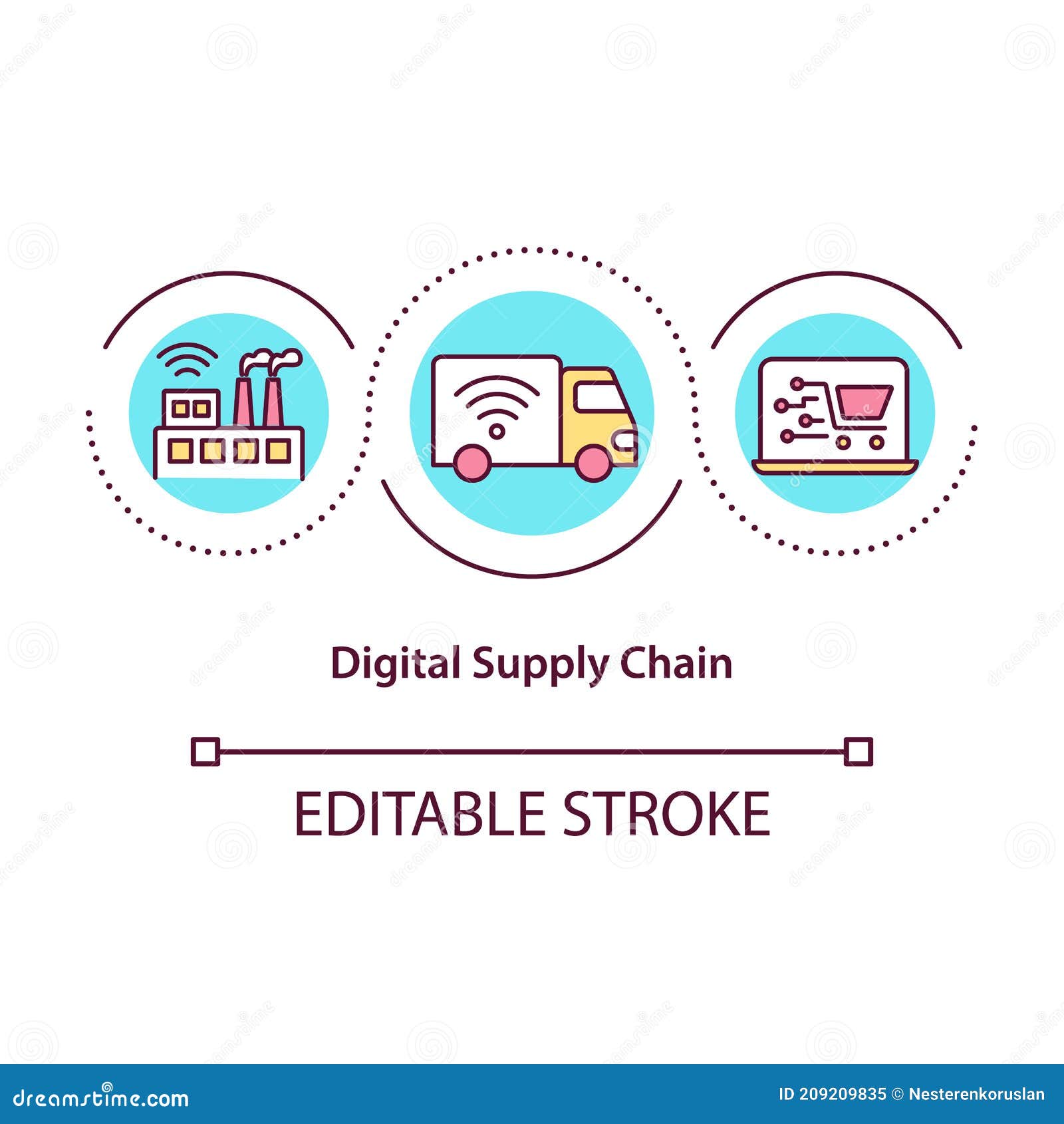 Digital Supply Chain Concept Icon Stock Vector - Illustration of smart ...