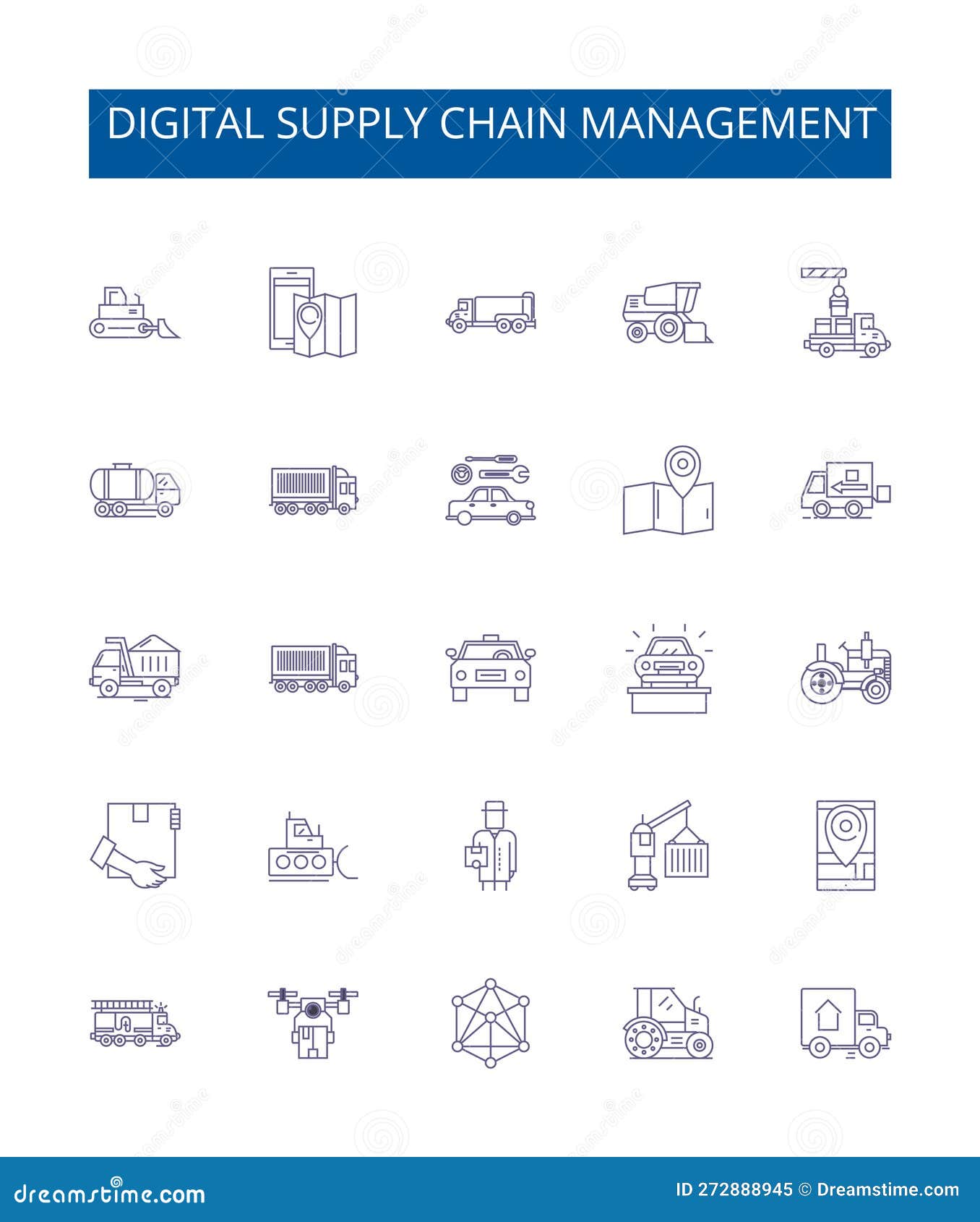 Digital Supply Chain Management Line Icons Signs Set. Design Collection ...