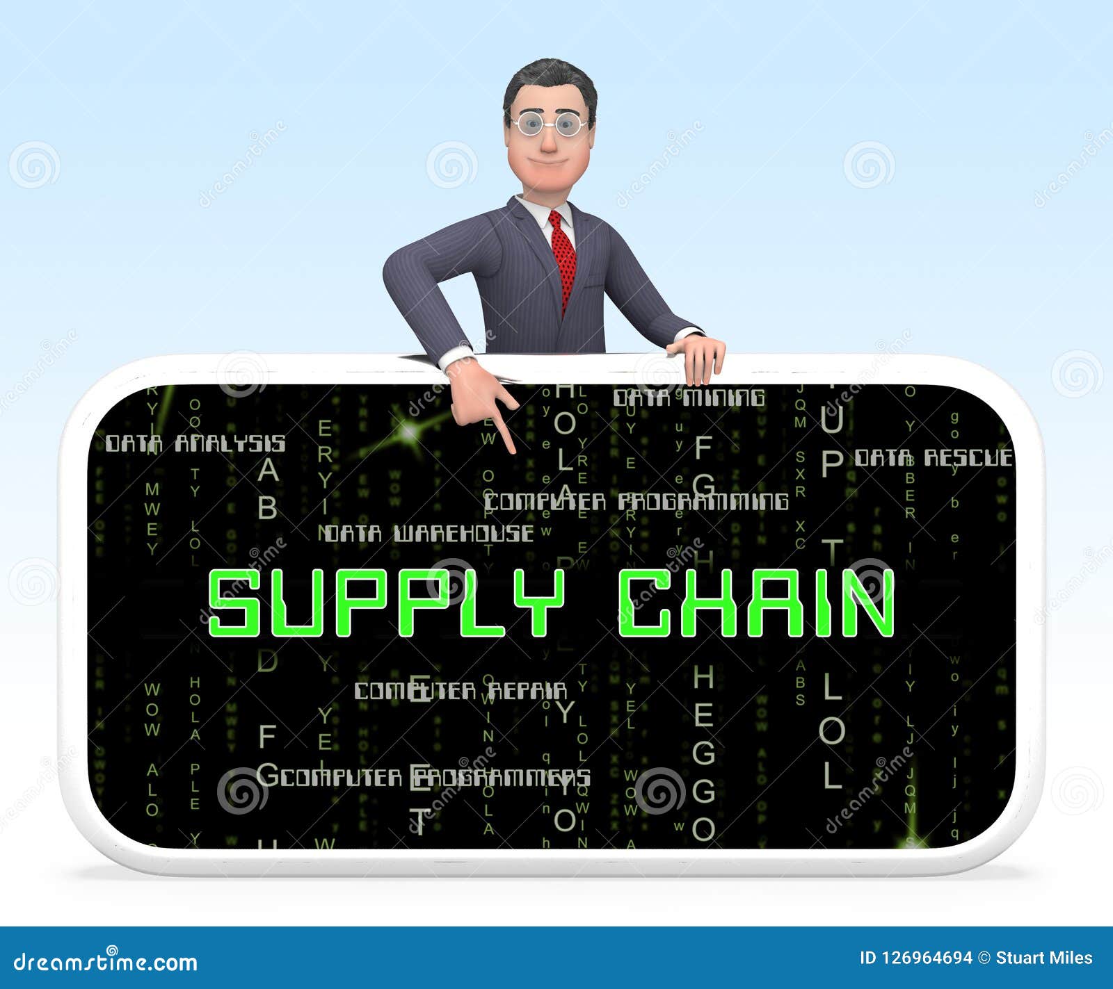Digital Supply Chain Supplier Logistics 3d Rendering Stock Illustration ...