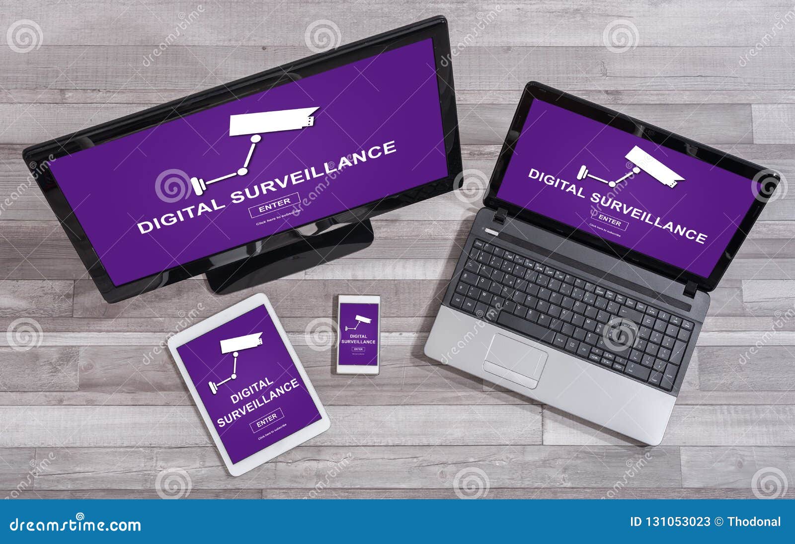 Digital Surveillance Concept on Different Devices Stock Image - Image ...