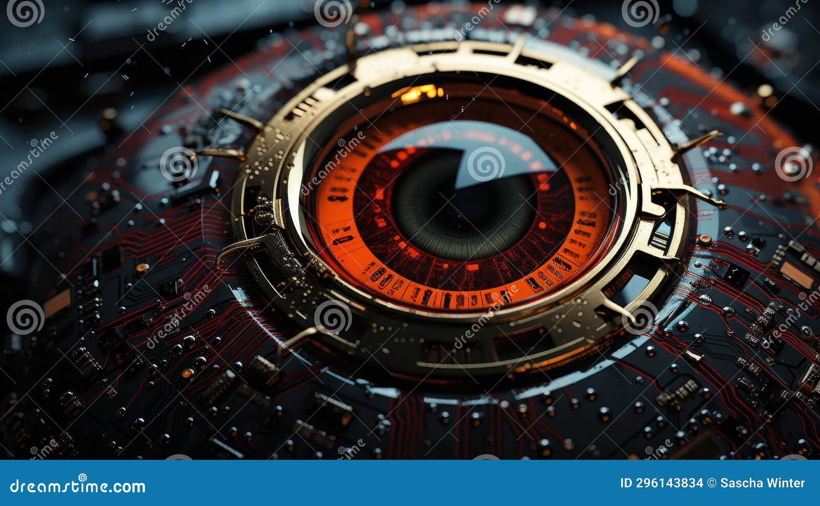 Digital Surveillance: Extreme Close-Up of Robotic Eye Stock Photo ...