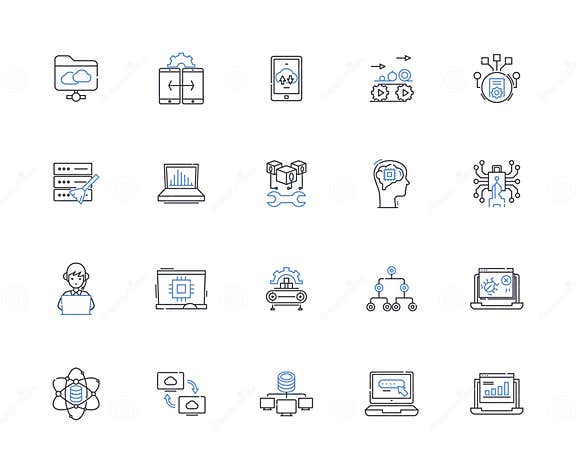 Digital Symbols Line Icons Collection. Code, Binary, Pixel, Unicode ...