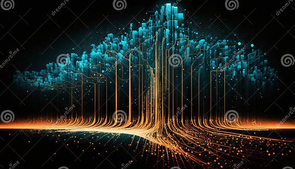 Digital Symphony: the Flow of Binary Code through Interconnected Nodes Stock Illustration ...