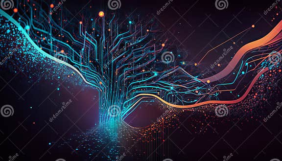 Digital Symphony: the Flow of Binary Code through Interconnected Nodes Stock Illustration ...