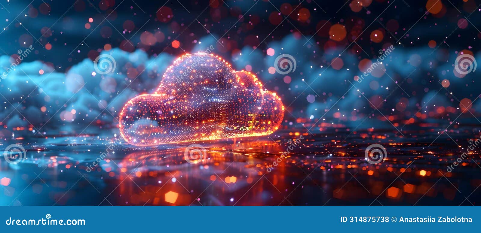 Digital Symphony: the Harmony of Cloud Technology. Concept Cloud Computing, Digital ...