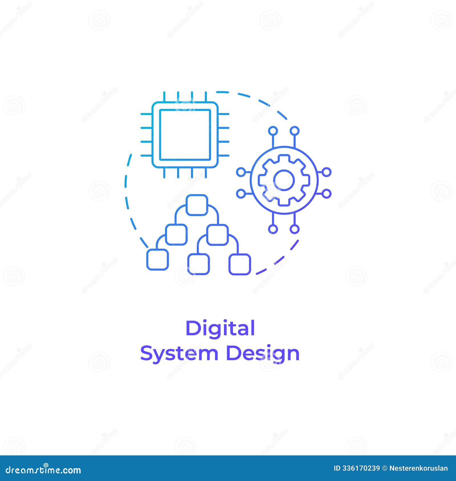 Digital System Design Blue Gradient Concept Icon Stock Vector ...