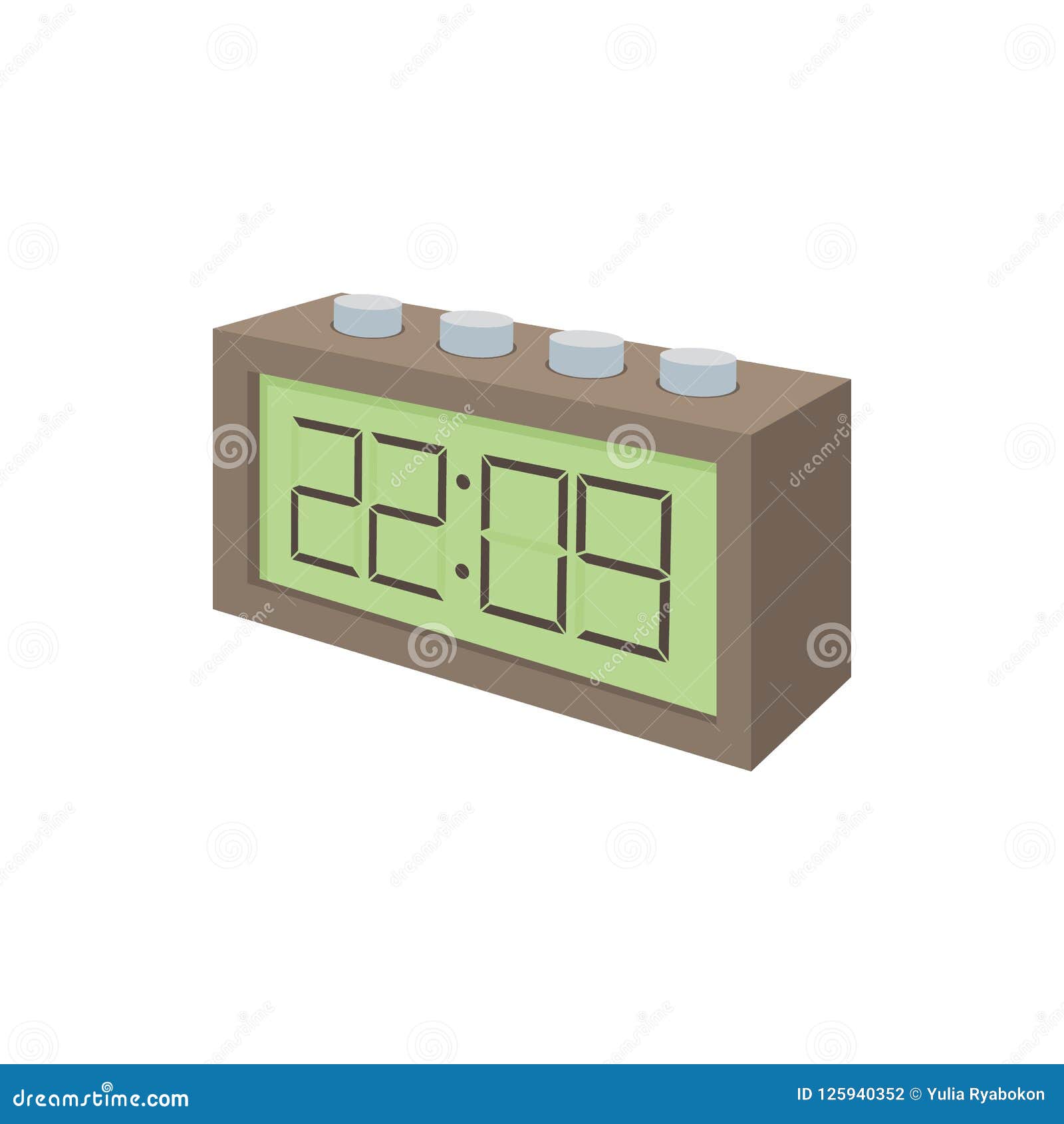 Digital Table Clock Icon, Cartoon Style Stock Illustration ...