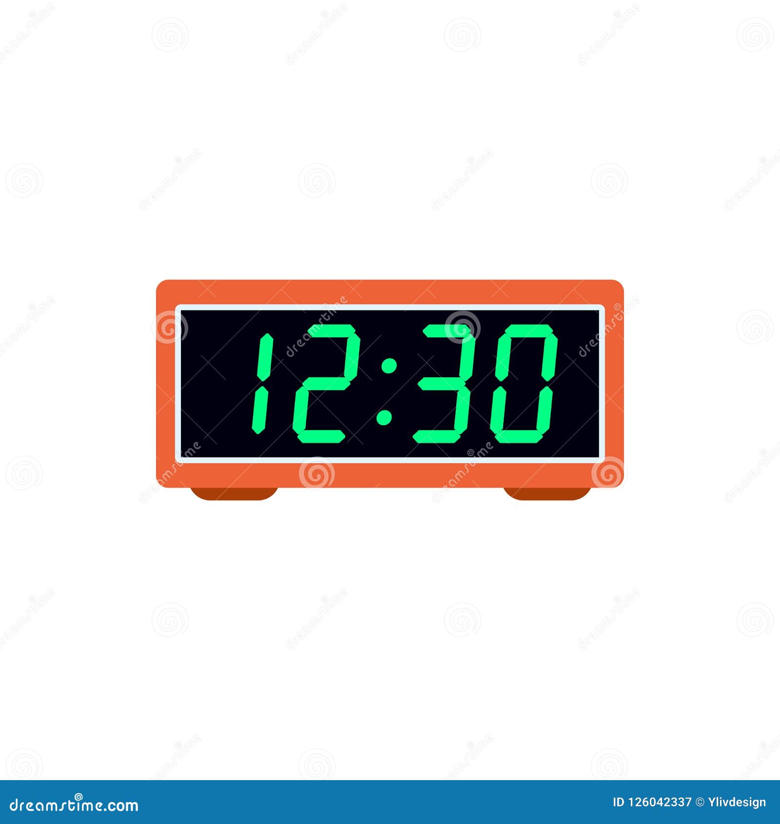 Digital Table Clock Icon, Flat Style Stock Illustration - Illustration ...