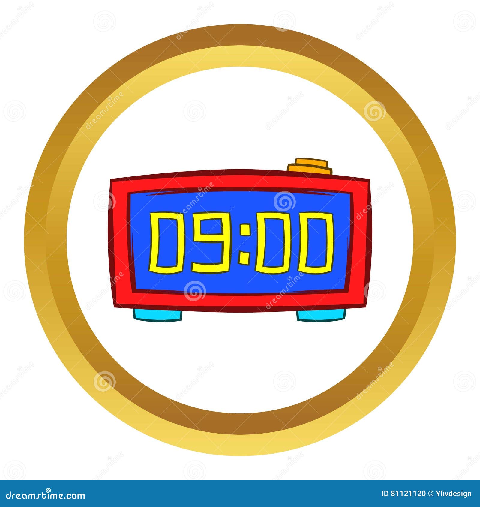 Digital Table Clock Vector Icon, Cartoon Style Stock Vector ...