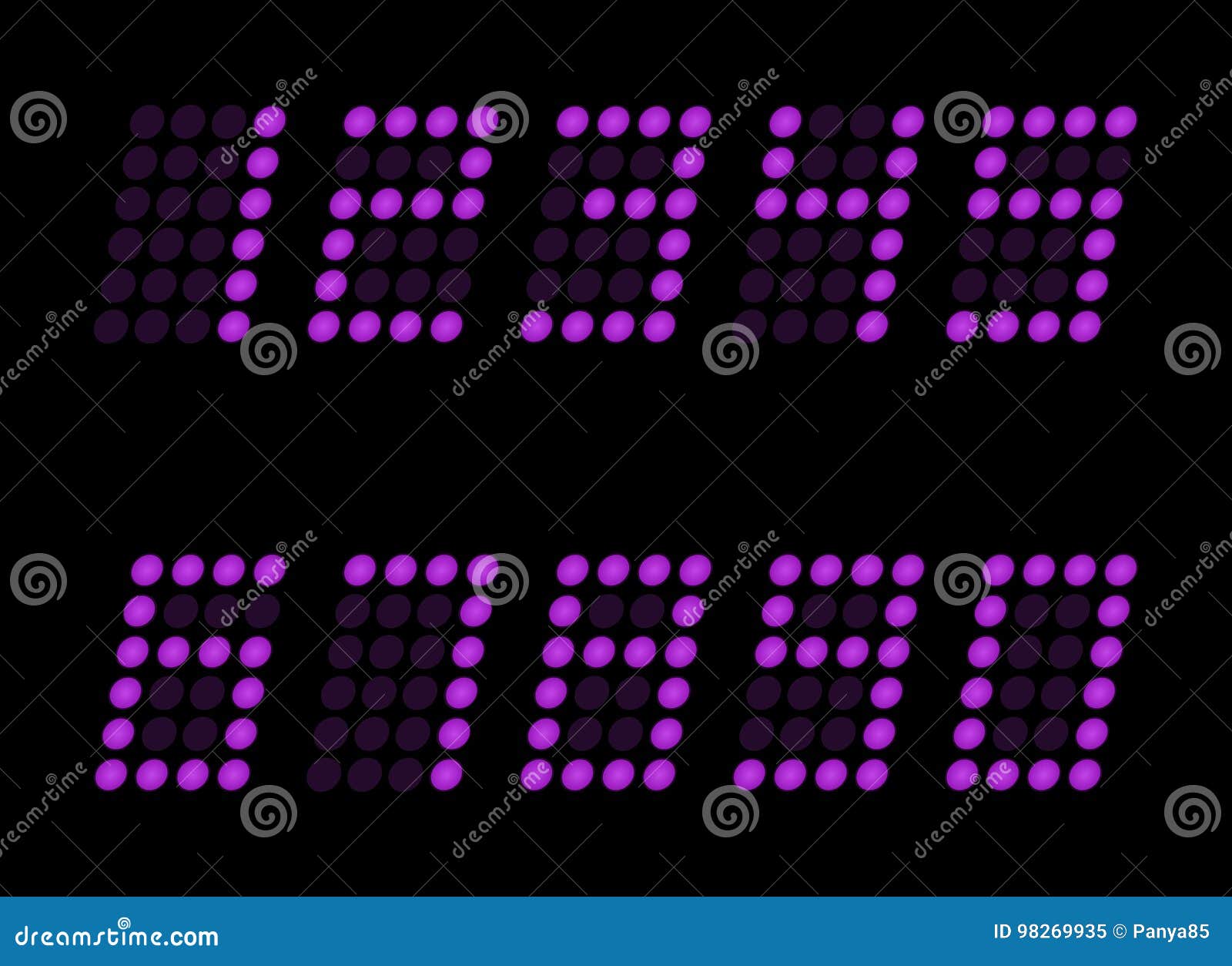 Digital Table Neon Font with Grid. Vector LED Numbers Stock Vector ...