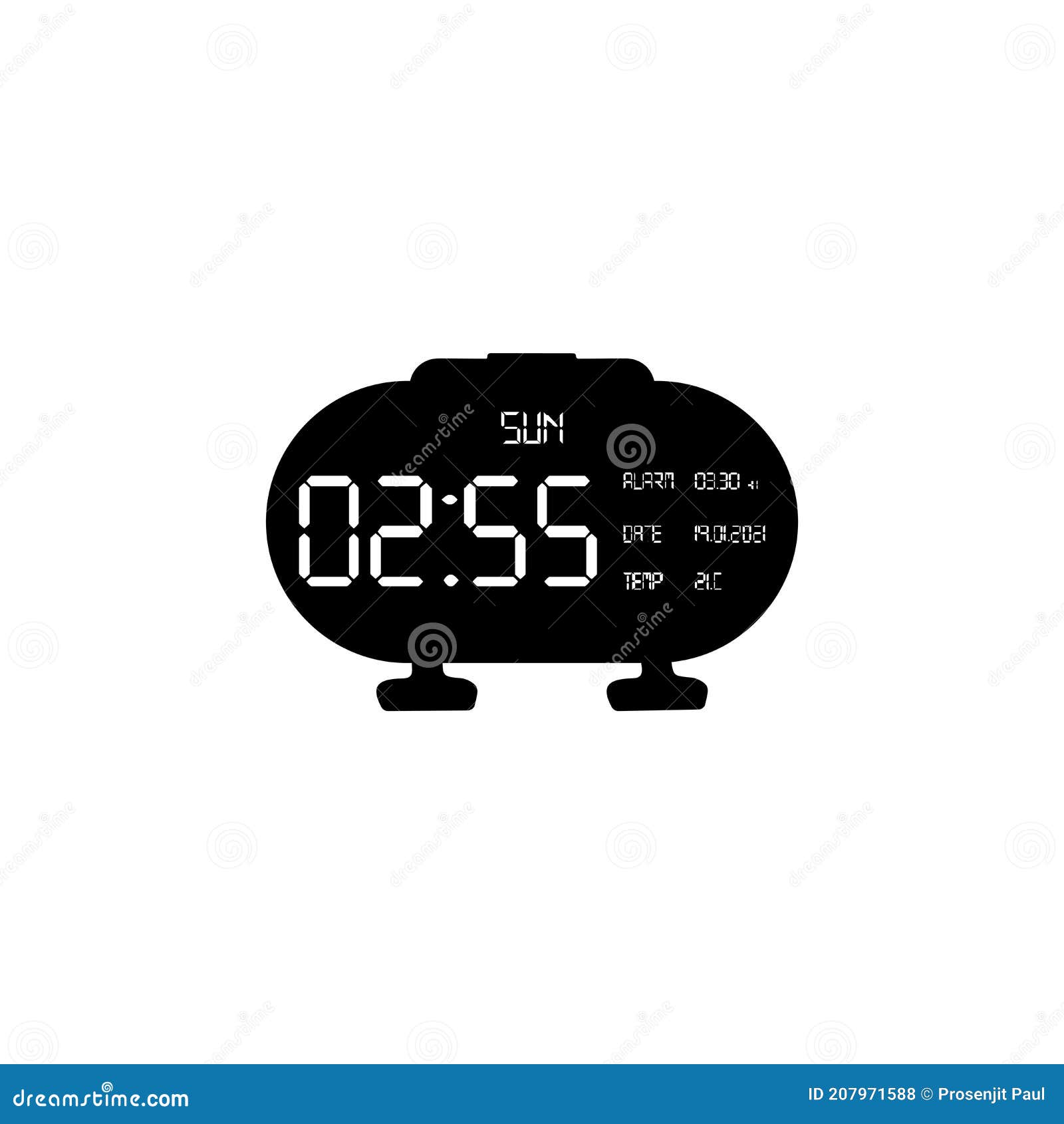 Digital Table Watch Black Icon Stock Vector - Illustration of hour ...