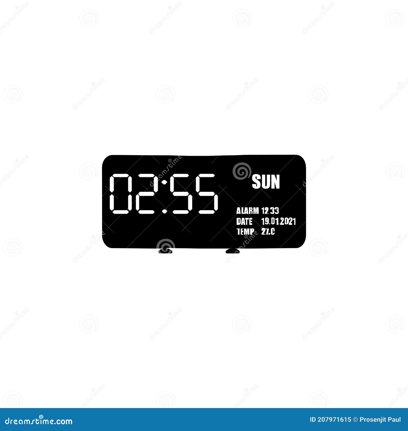 Digital Table Watch Black Icon Stock Vector - Illustration of time ...