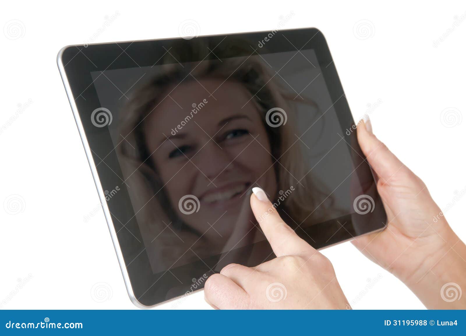 Digital tablet as mirror stock photo. Image of communication - 31195988