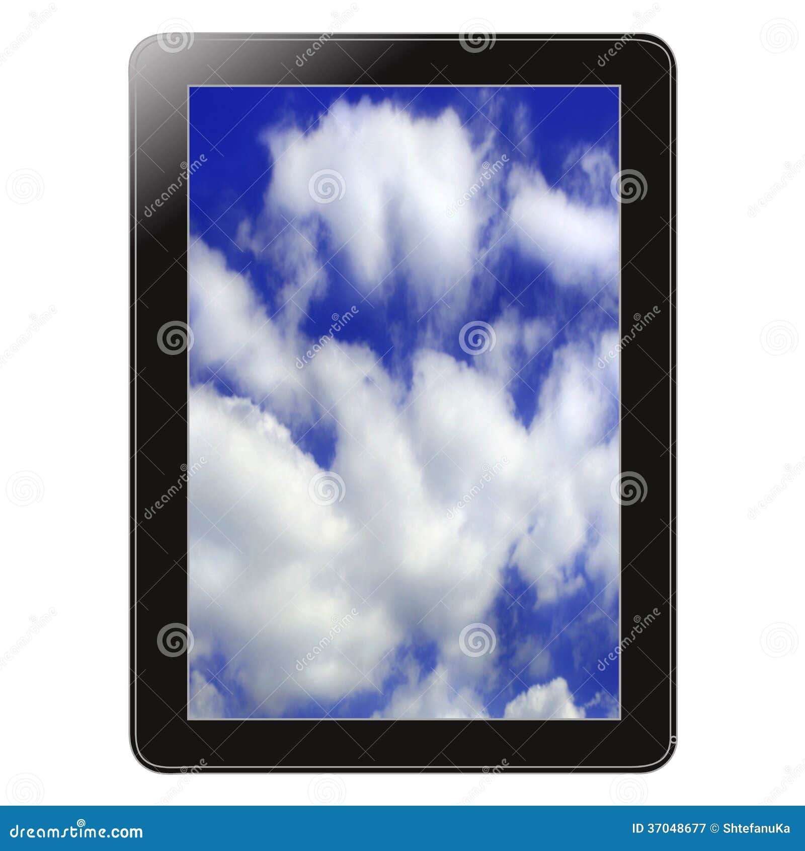 Digital tablet on blue sky stock image. Image of computer - 37048677