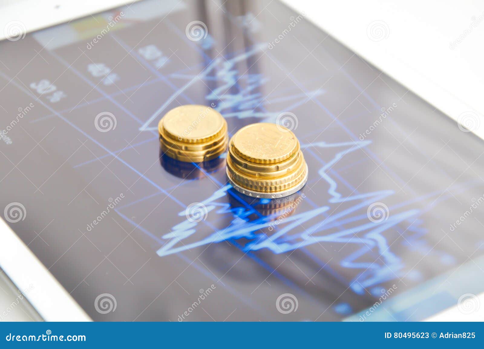 Digital Tablet with Business Graph and Charts on Display Stock Image ...