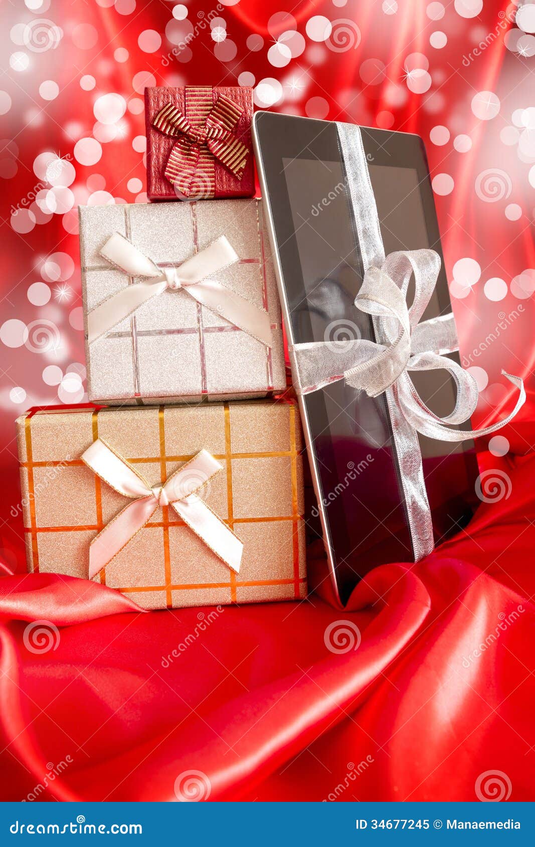 Digital Tablet with Christmas Presents Stock Image - Image of ...