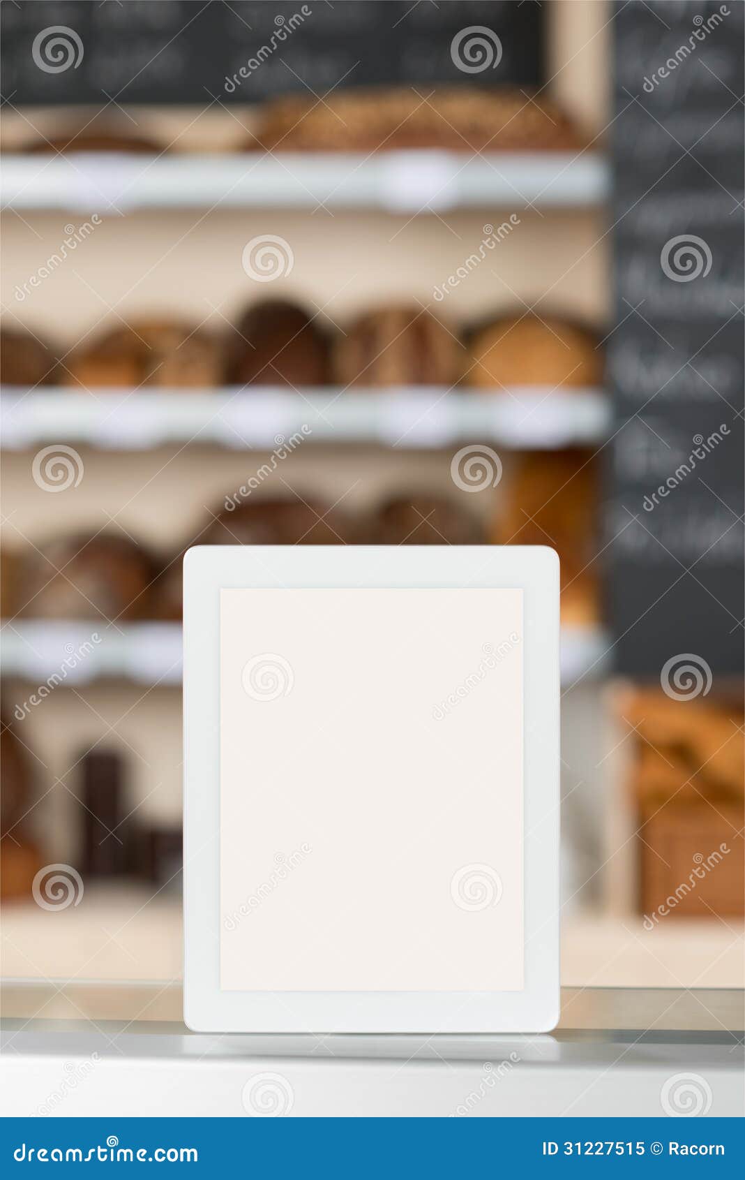 Digital Tablet on Coffee Shop Counter Stock Image - Image of food ...
