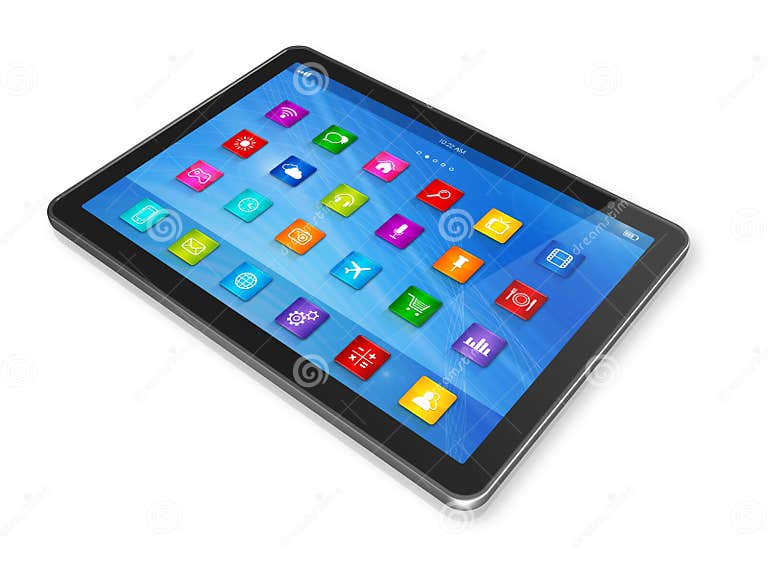 Digital Tablet Computer - Apps Icons Interface Stock Illustration ...