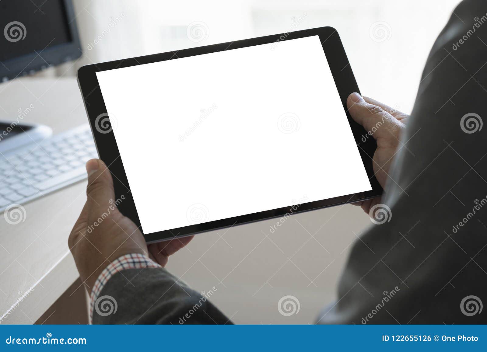 Digital Tablet Computer Close Up Man Using Tablet Hands Man ...