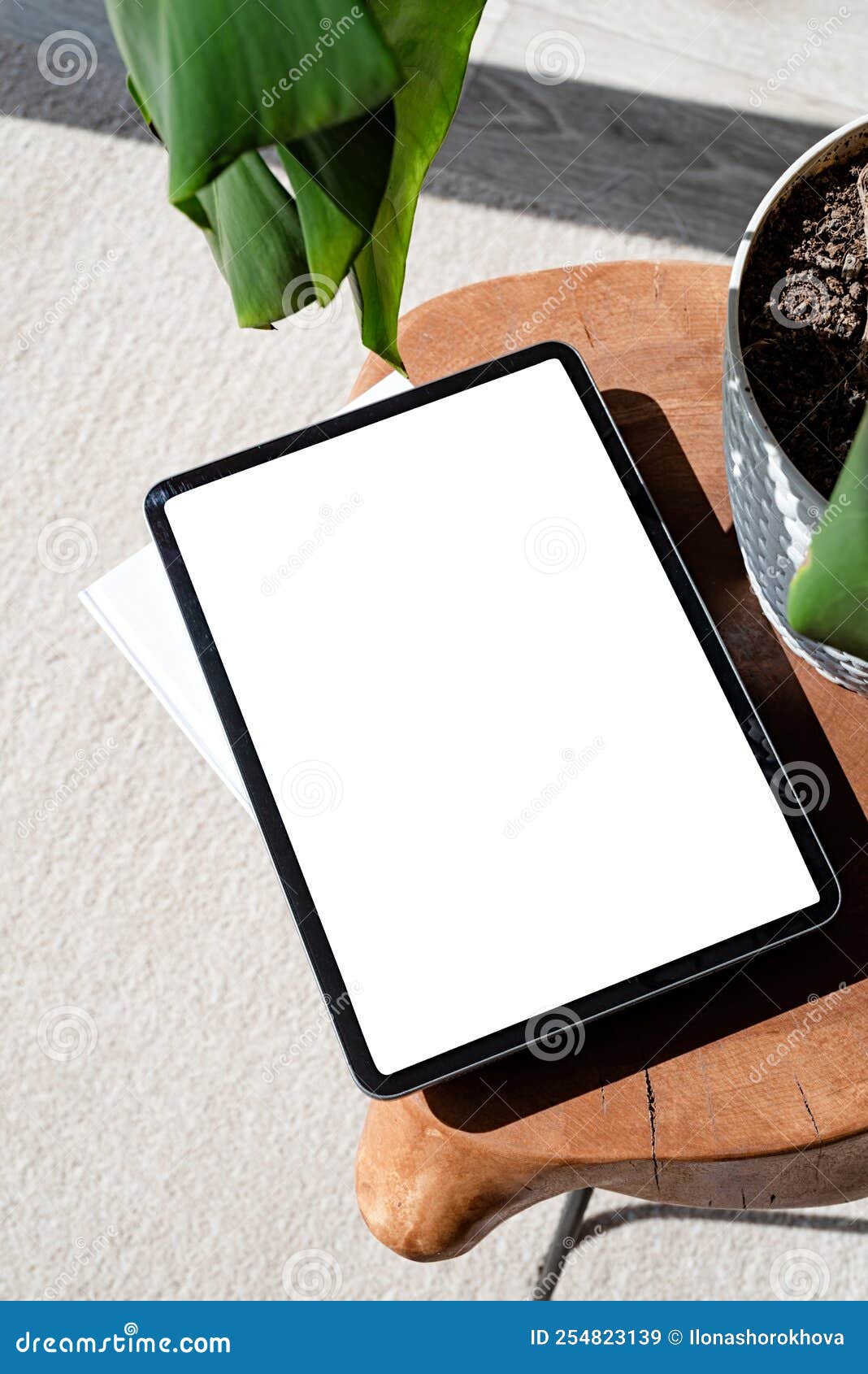 Digital Tablet Computer with Isolated Screen on Office Desk. at Home ...