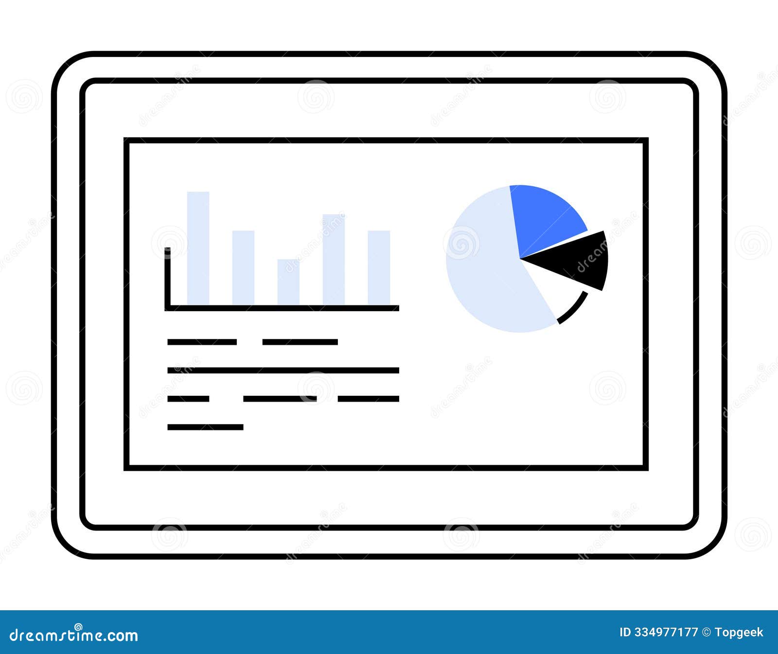 Digital Tablet Displaying Bar Graph and Pie Chart for Business Data ...