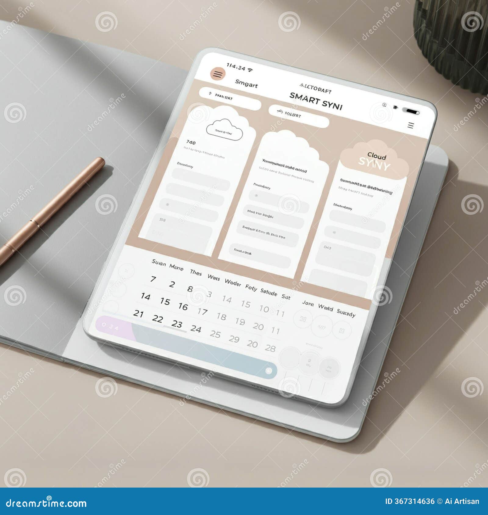 Productivity App Interface Template. Vector Illustration ...
