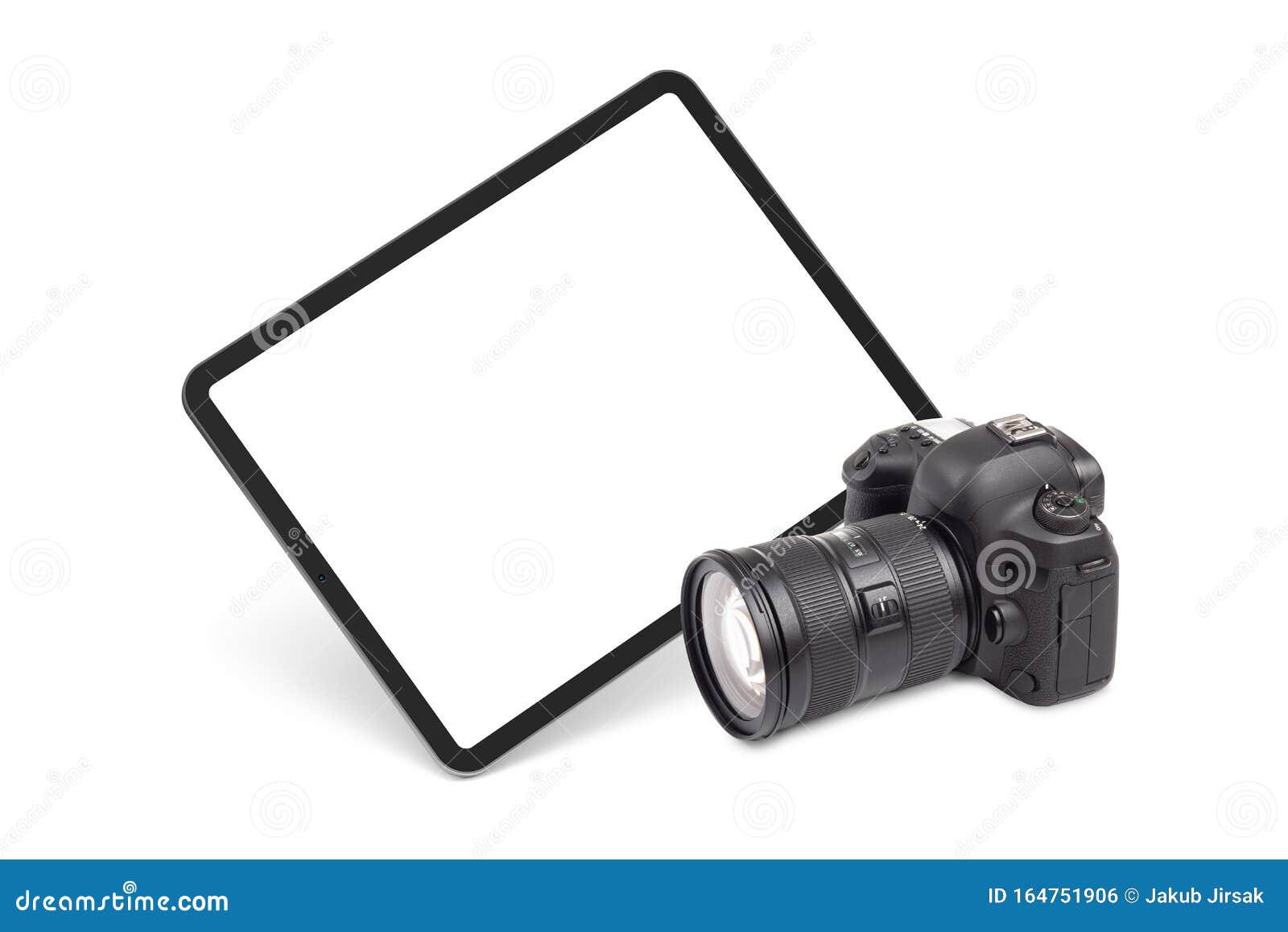 Digital Tablet and DSLR Camera Graphics Element Stock Photo - Image of ...