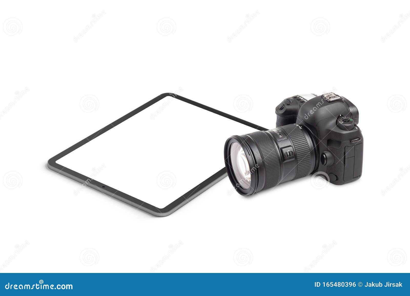Digital Tablet and DSLR Camera Graphics Element Stock Photo - Image of ...