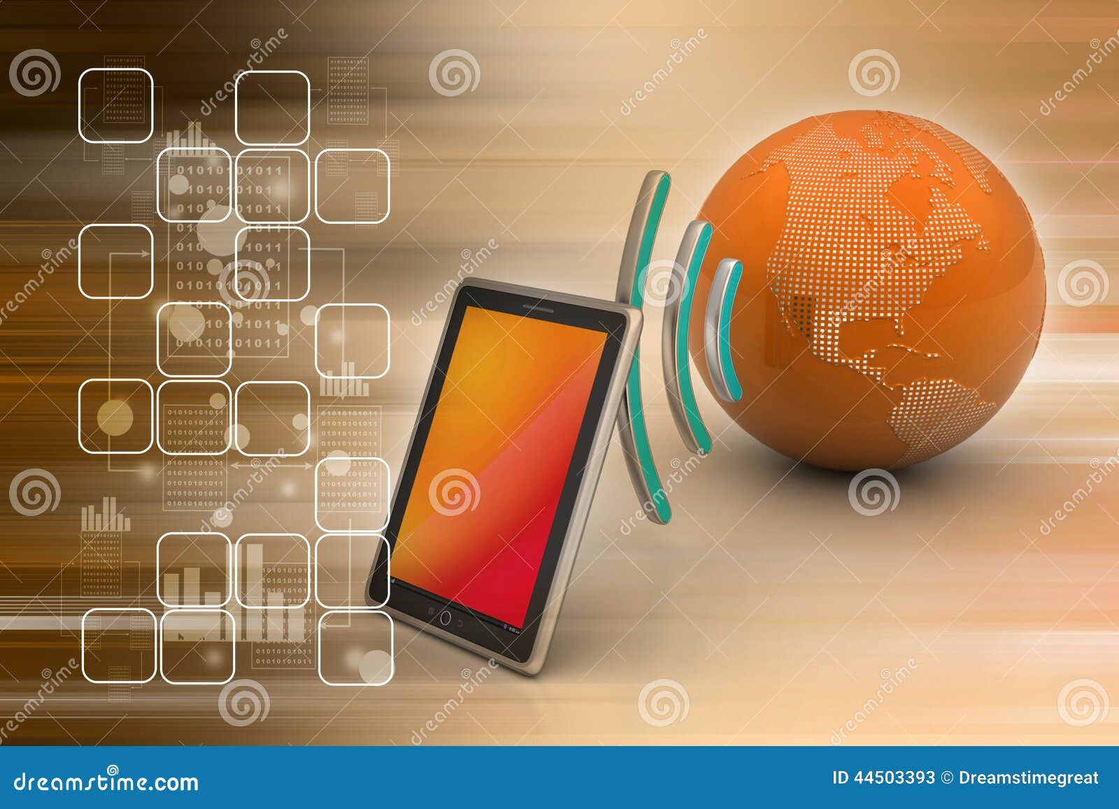Digital Tablet with Earth, and Symbol Wi-fi Stock Illustration ...