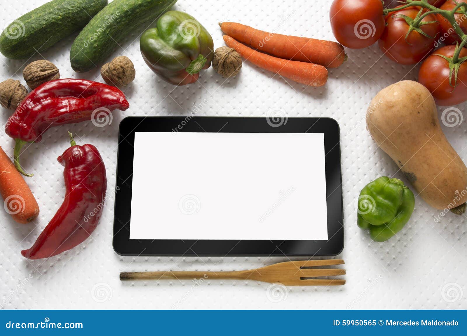 Digital Tablet with Fresh Vegetables Stock Image - Image of cucumbers ...