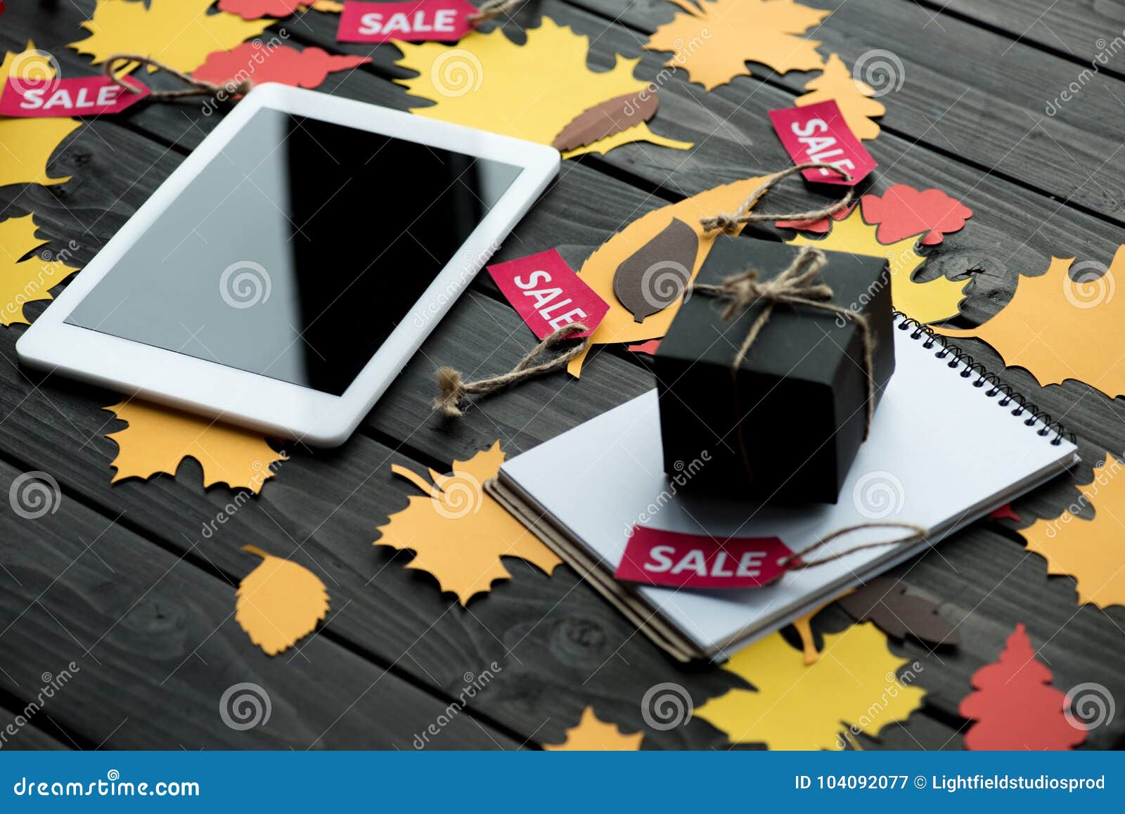 Digital tablet and gift stock image. Image of foliage - 104092077