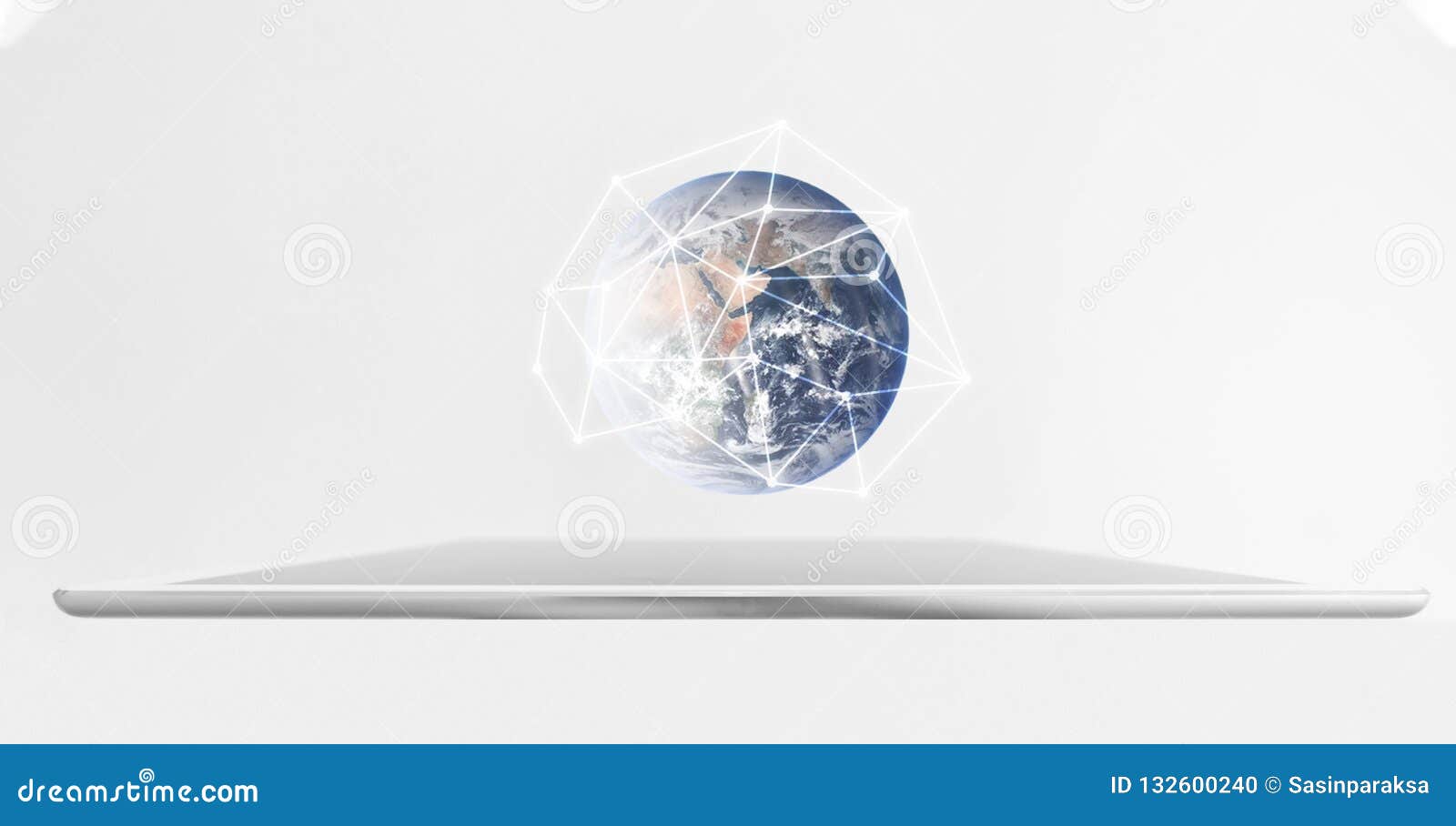 Digital Tablet with Global Network Hologram. Networking Technology and ...