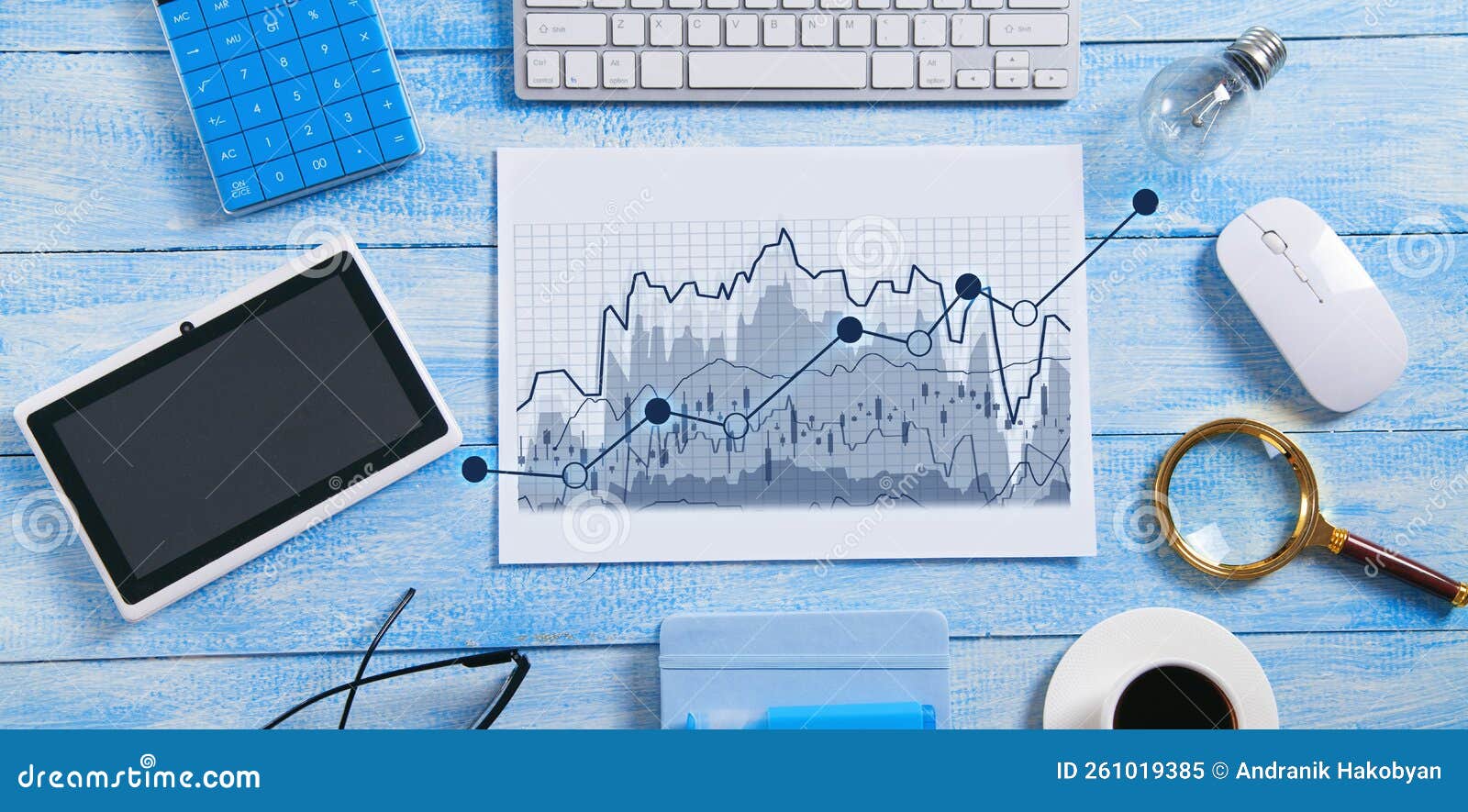 Digital Tablet with a Growth Graph on Paper with a Business Objects ...