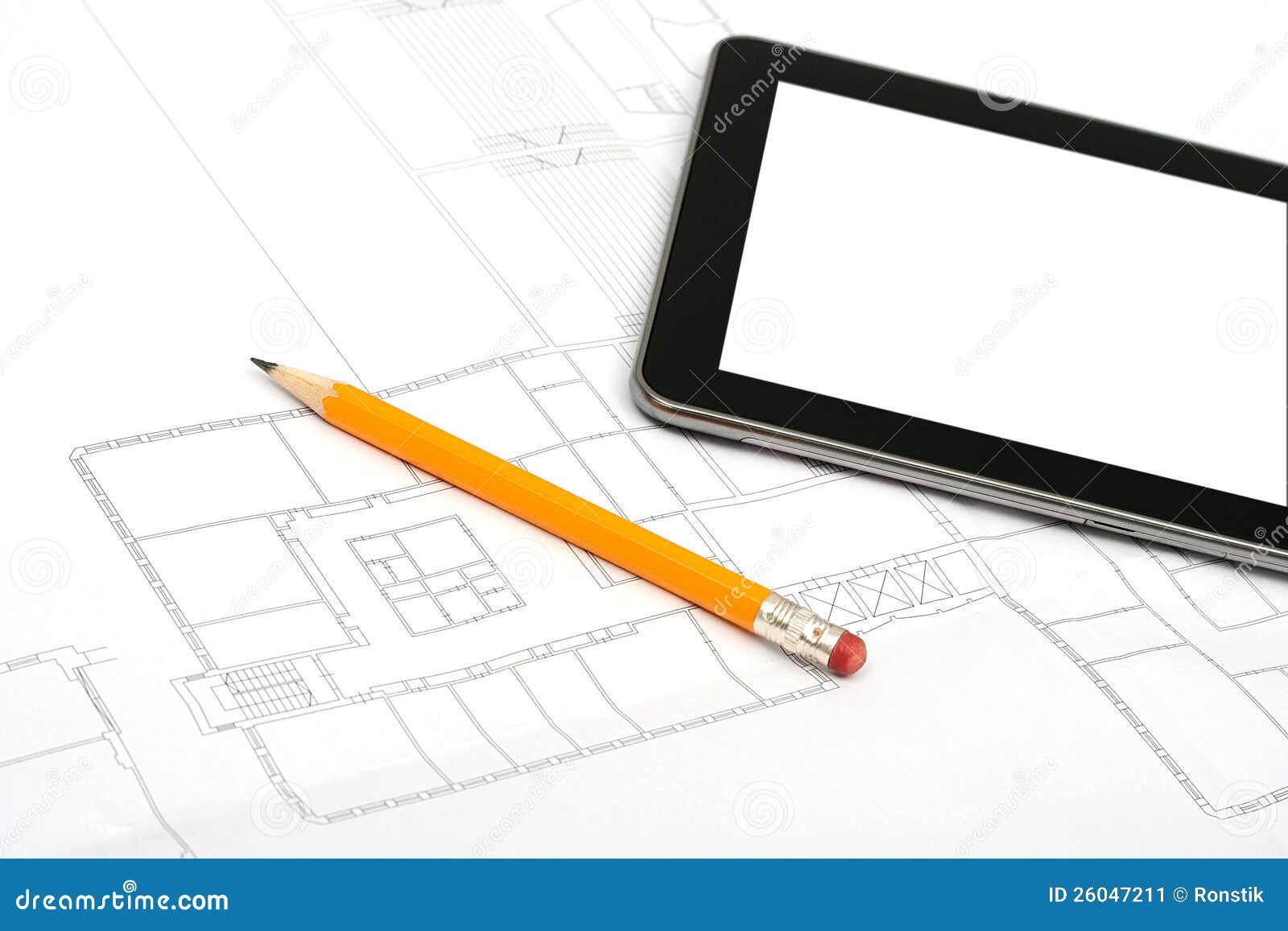 Digital Tablet on House Plan Stock Image - Image of architecture ...