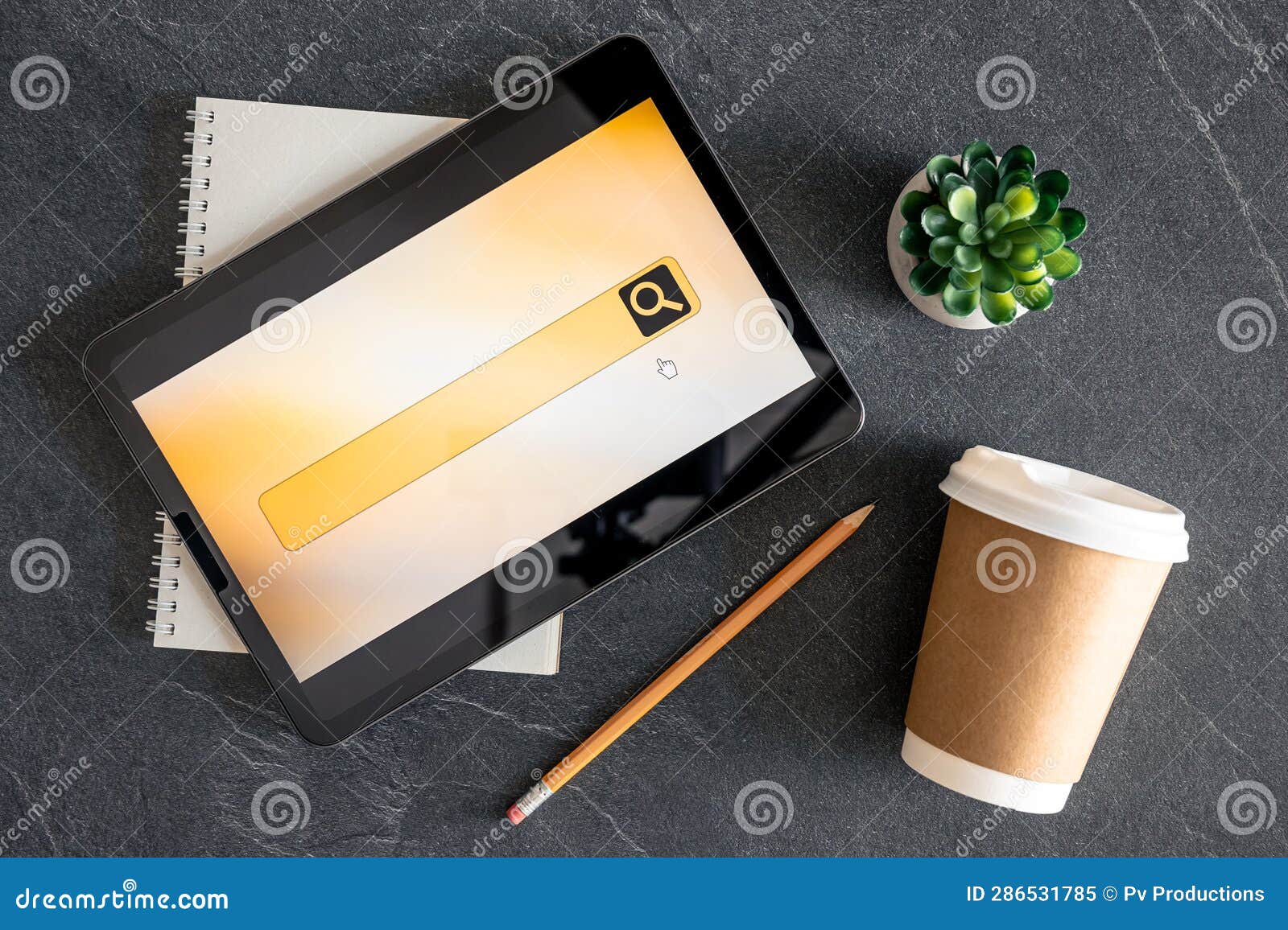 Digital Tablet with Internet Browser Search Bar on Screen. Stock Image ...
