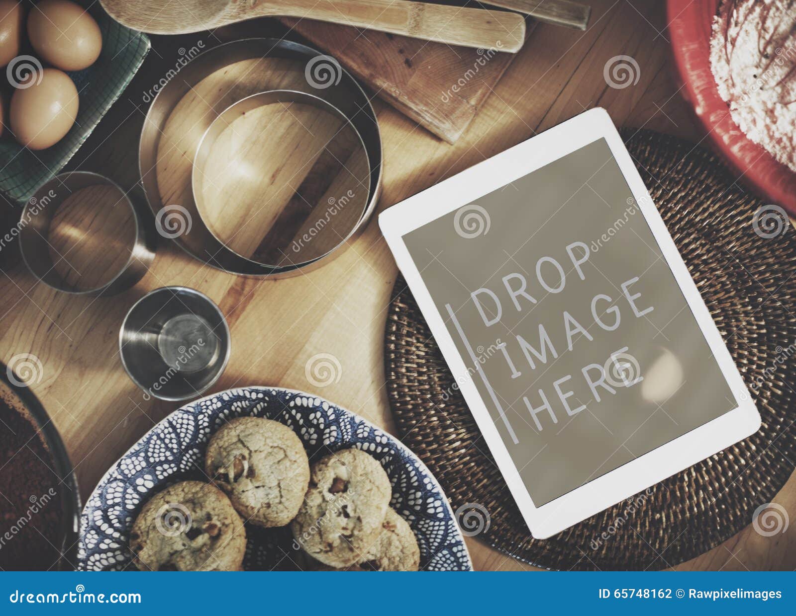 Digital Tablet Kitchen Bakery Cookies Copy Space Concept Stock Photo ...