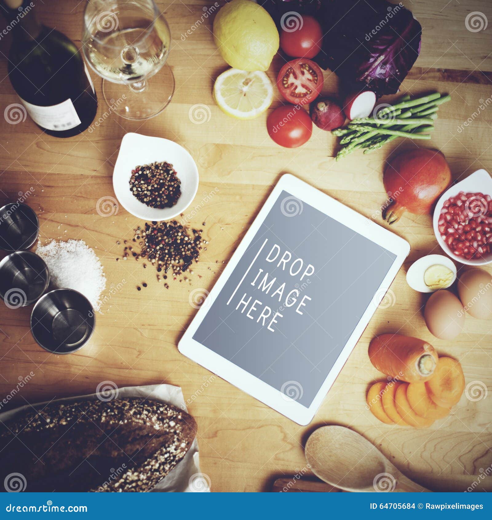 Digital Tablet Kitchen Food Vegan Copy Space Concept Stock Photo ...